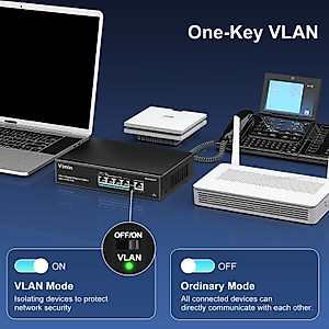 4 Port Gigabit PoE Switch with 1 Uplink Gigabit Ports, VIMIN 5 Port Unmanaged Ethernet PoE Switch with 72W Power, Support IEEE802.3af/at, VLAN, Metal Housing, Desktop or Wall-Mount, Plug & Play