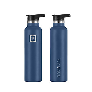IRON °FLASK Sports Water Bottle - 3 Lids (Narrow Straw Lid) Leak Proof Vacuum Insulated Stainless Steel - Hot & Cold Double Walled Insulated Thermos, Durable Metal Canteen - Twilight Blue, 24 Oz