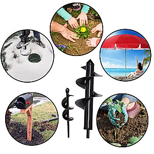 Ljliudu 1.6X8.7 &4 x 12 inch Auger Drill Bit fot Planting, Garden Plant Auger for 3/8 inch Hex Drive Drill, Black