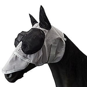 Leberna Mesh Fly Mask with Ears Nose UV Protection Full Face for Horse/Cob