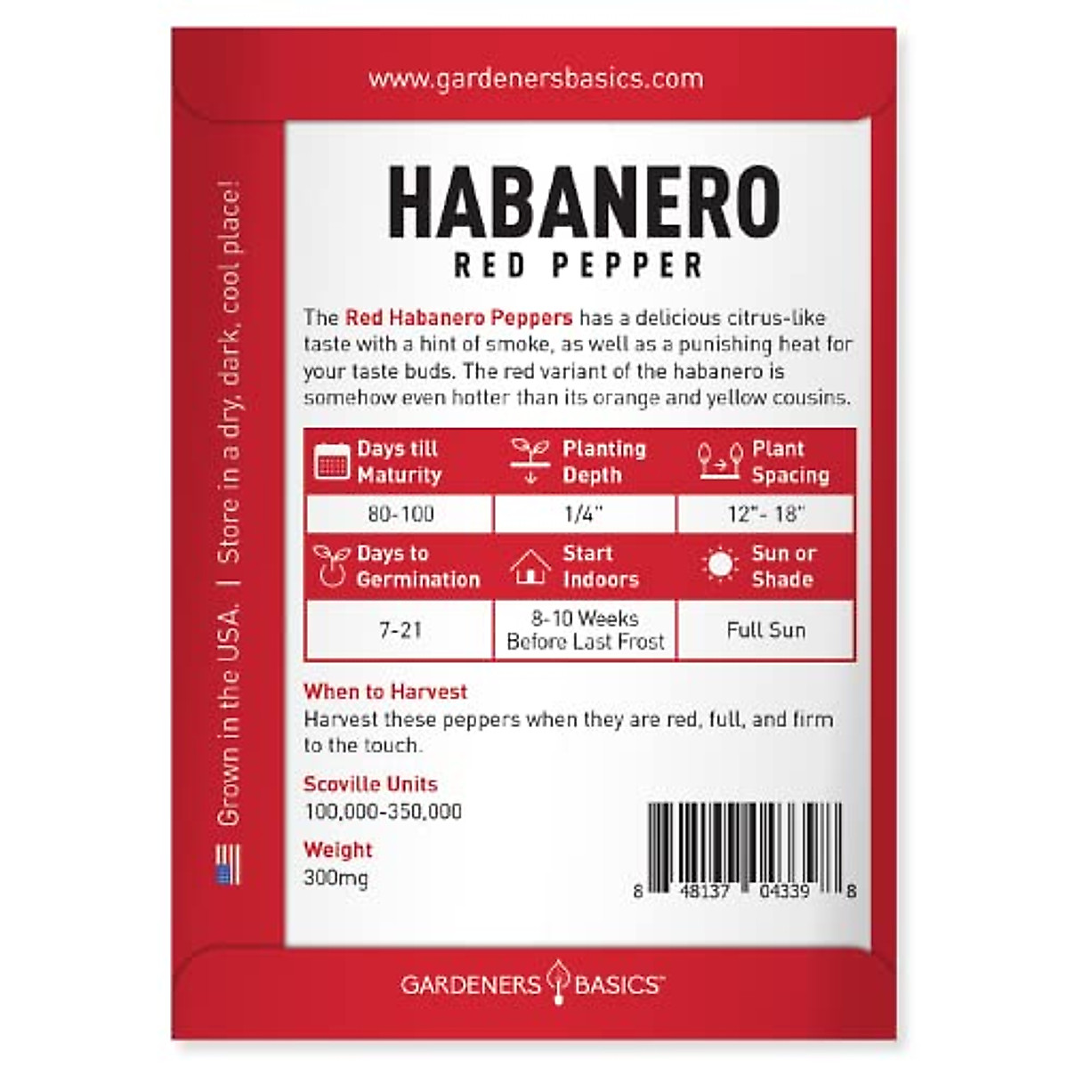 Red Habanero Pepper Seeds for Planting 100+ Heirloom Non-GMO Habanero Peppers Plant Seeds for Home Garden Vegetables Makes a Great Gift for Gardeners by Gardeners Basics
