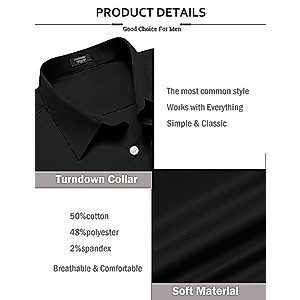 COOFANDY Mens Dress Shirts Long Sleeve Slim Fit Button Down Untucked Shirt Black