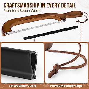 2 Pack Bread Slicer for Homemade Bread, 16'' Wooden Sourdough Bread Knife with Bow Design, Premium Stainless Steel Serrated Bread Cutter for Bagels and Baguettes