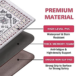 ASPMIZ Farmhouse Kitchen Mats for Floor 2 Piece, Vintage Non Slip Kitchen Rugs Washable, Anti Fatigue Kitchen Mat Set of 2 Waterproof, Comfort Standing Mat Runner, 18'' x 48'' + 18'' x 30'', Red