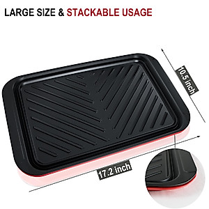 Czlizdyt Grilling Prep and Serve Trays, BBQ Tray for Raw and Cooked Food, Melamine Serving Trays for Food, Set of 2, Black and Red, Napkin and Cleaning Clothes Included
