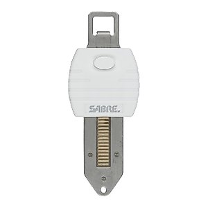 SABRE Portable Door Lock, White, Key Lock, Lightweight & Easy to Carry, Additional Home Security for Hotels, Apartments, Dorms, & Vacation Rentals, Quick Install