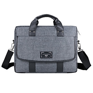 Fashionable Water Resistant 17.3 Inch Chrono Grey 2 in 1 Tote Messenger Bag Carrying Briefcase Handbag for Dell, Latitude, Vostro, XPS, Precision