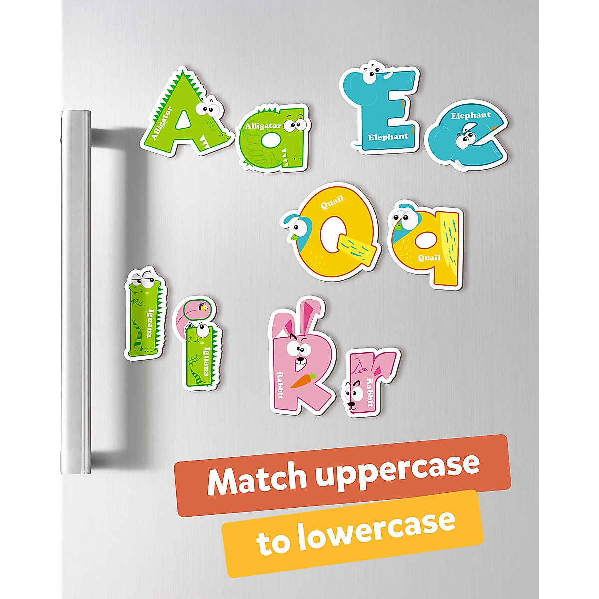 Coogam Jumbo Magnetic Letters Set 52Pcs ABC Alphabet Colorful A-Z Animal Uppercase Lowercase Fridge Magnets Preschool Educational Toy Learning Spelling for 3 4 5 Year Old Toddler Kids