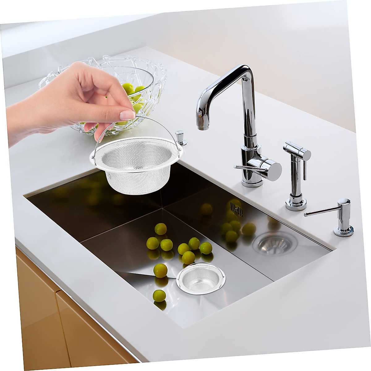 Uonlytech Filter Sink Catcher Drain Kitchen Sink Strainer with Handle Kitchen Hair Kitchen Sink Strainer Stopper Sink Food Catcher Bath Sink Kitchen Accessories Tub Protector Stainless Steel