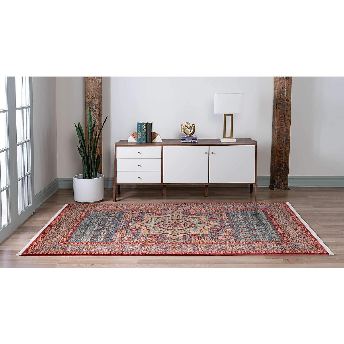 Unique Loom Palace Collection Area Rug - Saray (5' 1" x 8' Rectangle, Navy Blue/ Rust Red)