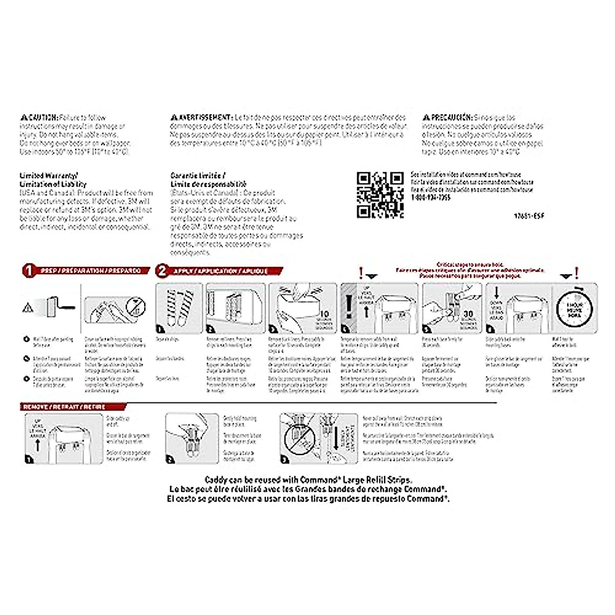 Command Large Organizing Caddy, Organize Damage-Free, Heavyweight Hanging up to 10lbs