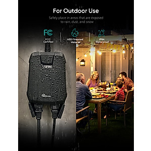 TREATLIFE Outdoor Smart Plug, HomeKit Outdoor Plug with 2 Individual Control Outlets, IP64 for Outdoor String Lights, Compatible with Siri, Alexa, Google Home, 2.4GHz WiFi Only, Remote Control, Timer
