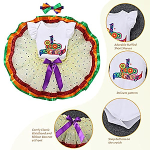 IBTOM CASTLE Baby Smash Cake Dress Girl - 2nd Birthday Outfit girl - Uno Baby Birthday Outfit - Boho Rainbow First Birthday Outfit Infant Hippie Bohemian Themed Party Supplies Blue - 1st birthday 1T