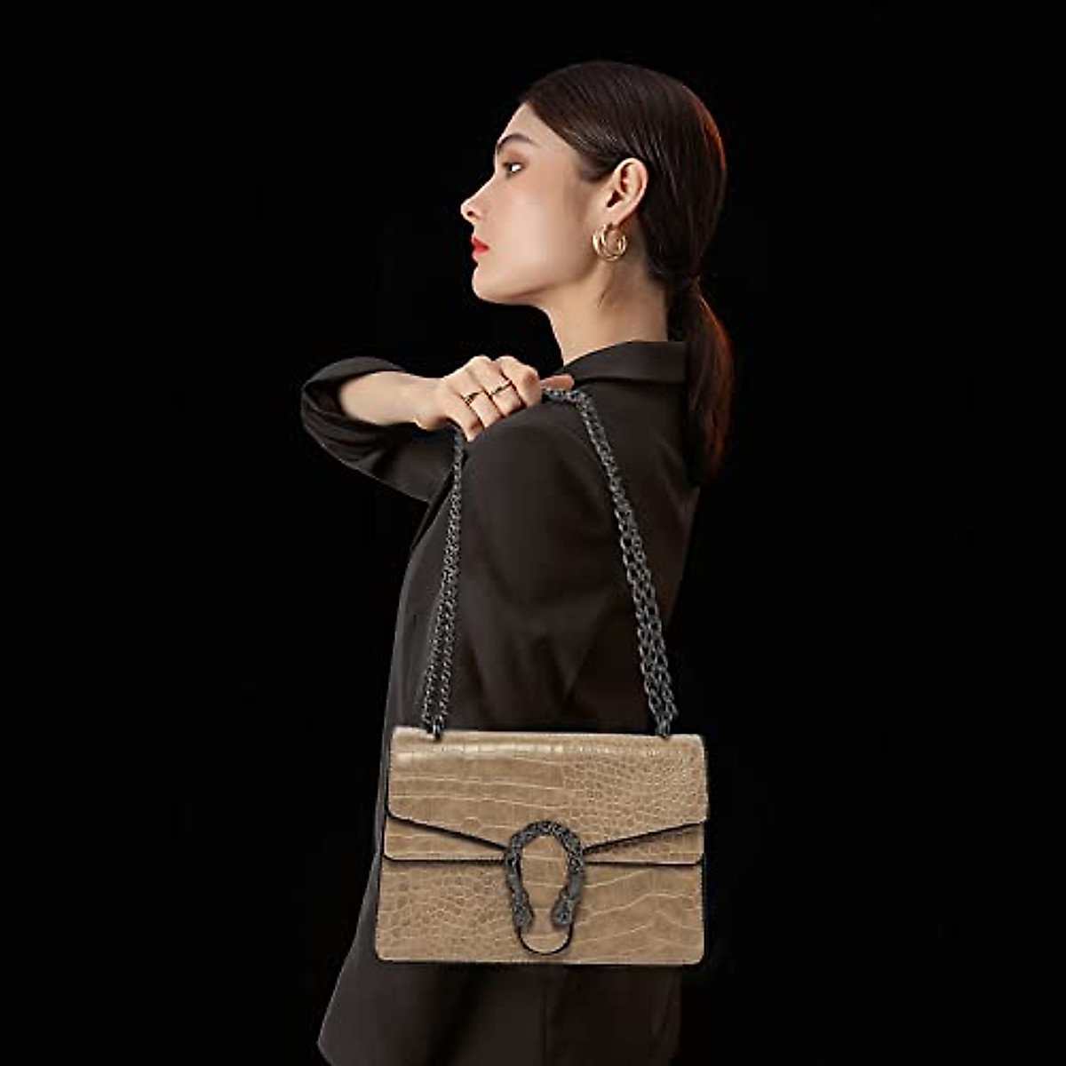 Crossbody Bags For Women Snake Print Clutch Purses Cross Body Evening Handbag Chain Strap Shoulder Satchel