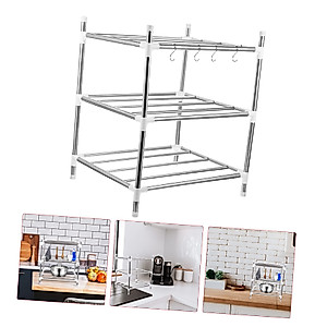 COLLBATH 1pc Kitchen Storage Rack Adjustable Stainless Steel Accessories