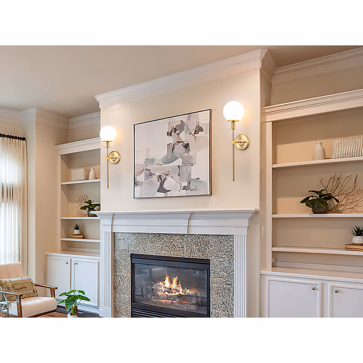 Tumgog Battery Operated Wall Sconces Set of 2,Gold Glass Globe Rechargeable Wireless Wall Light Fixture with Remote 10 Colors Modes Dimmable Bulb for Apartment,Farmhouse,Bedroom (Included Bulb)