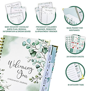 ZICOTO Pregnancy Journal and Memory Book with Stickers and Keepsake Pocket - Lovely Must Have Gift for First Time Moms to Be - The Perfect Planner to Track Your Little Ones Life-Changing Journey