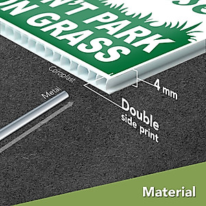 2 PC No Parking on Grass Sign - 8x12 Coroplast Double Sided Keep Off Grass Sign - Please No Parking Signs - Stay Off Grass Signs for Yard