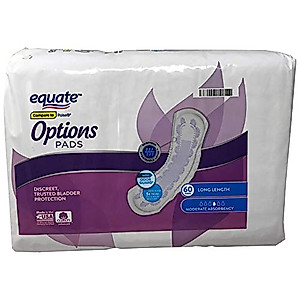 Equate Options Moderate Absorbency Long Length Incontinence Pads, 60 Count