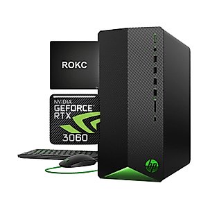 [Geforce RTX 3060] 2022 HP Pavilion Gaming Desktop PC, 16GB RAM, 1TB SSD+2TB HDD, Intel i5-10400F, Wired Mouse & Keyboard, Bluetooth, Wi-Fi, USB Type-C, Display Port, HDMI, Windows 11, Mouse Pad