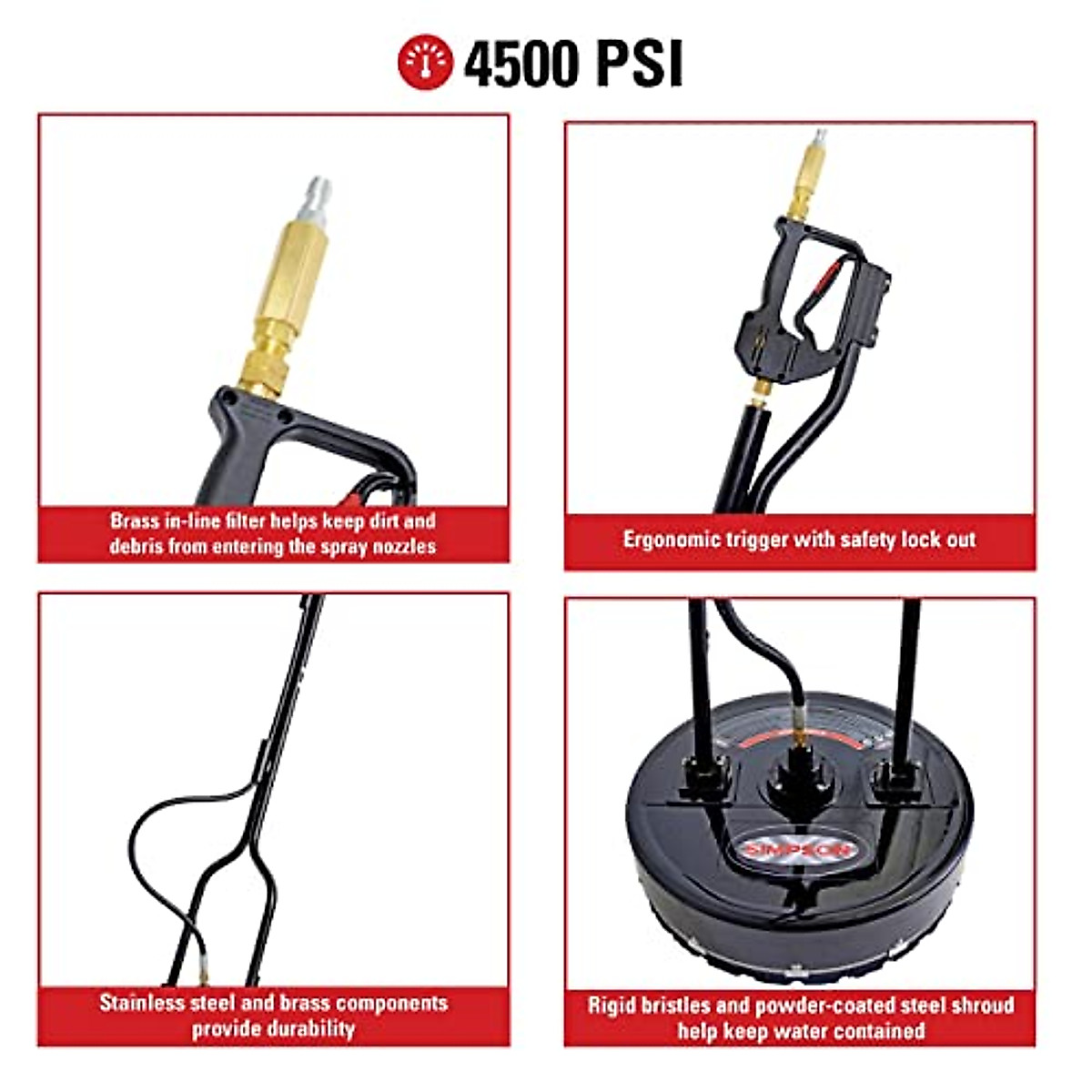 Simpson Cleaning 80182 Universal 20" Industrial Pressure Washer Surface Cleaner for Hot and Cold Water Machines, 3/8" Quick Connection, Recommended min 3450 PSI up to max of 4500 PSI, Black