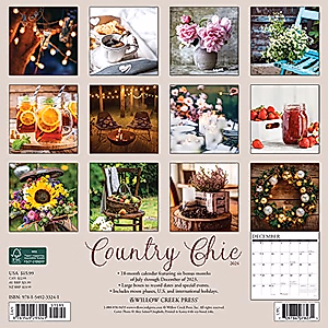 Willow Creek Press Country Chic Monthly 2024 Wall Calendar (12" x 12")