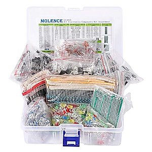 Molence DIY Electronics Components Kit Assortment, Resistors 1818PCS, LED, Triode, Capacitors, Diodes, PCB, Potentiometer, Variable Resistance, Stabilivolt for Arduino UNO MEGA2560 Raspberry Pi MCU