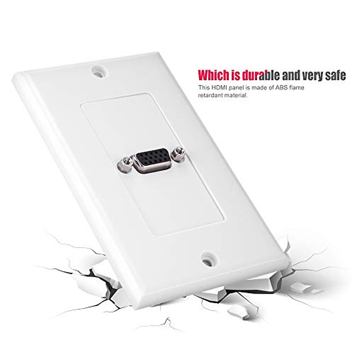 DAUERHAFT Wall Mount VGA Head Flexible Wiring Easy Installation ABS Socket Panel for Engineering Wiring