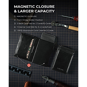 LORZOR Slim Airtag Wallet for Men, Bifold Leather Mens Wallets with Magnetic Closure, Smart Wallet RFID Blocking Pop Up Card Holder,Minimalist Wallet with Gift Box（No Airtag Included）