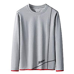 Thenlian Men Warm Winter Long Sleeve Pullover Letter Sweatshirt Top Tee Outwear Blouse(L, Gray)