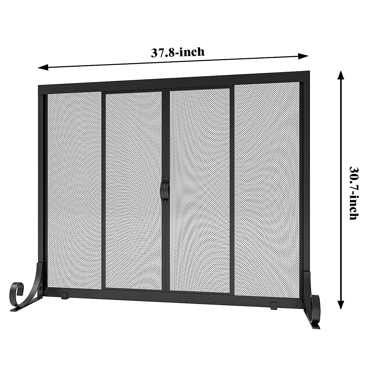 Fire Beauty Fireplace Screen, Wrought Iron Mesh, Baby Safe Spark Guard Protector with 2-Doors Large Flat Guard Screens (37.8 x 30.7 Inch)