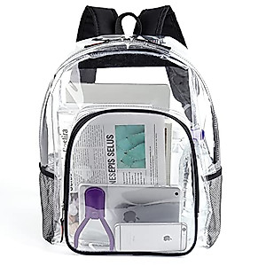 Crosstime Clear Backpack Heavy Duty Transparent Backpack See Through Plastic Clear Bookbags for Security Work School , Black
