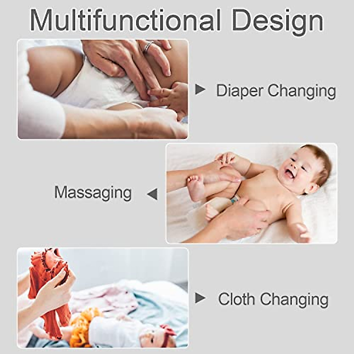 Kinfant Baby Changing Table with Storage - Diaper Changing Table with Laundry Hamper, 3 Storage Basket, Changing Pad & Safety Belt (Grey)