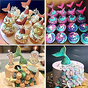 Seashell Silicone Fondant Mold Mermaid Tail Mold for Sea Creatures Beach Theme Wedding Birthday Party Cake Decoration Cupcake Topper (Set of 2)