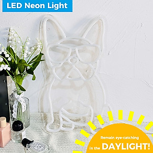 iPuppy French Bulldog Neon Sign Frenchie Wearing Glasses LED Neon Lights Fench Bulldog Accessories Decor Frenchie Decor French Bulldog Gifts