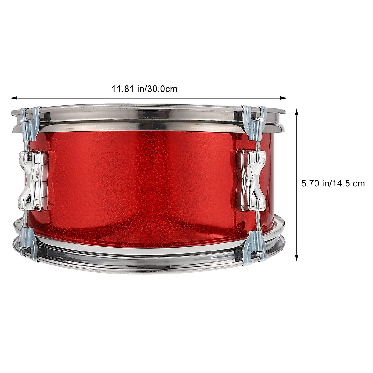 Generic Kid Hand Drum 11 Inch Marching Snare Drum Set Children Snare Drum Performance Drum with Adjustable Strap Wooden DrumSticks Gloves, Bright Red Wood Drum Toy Set