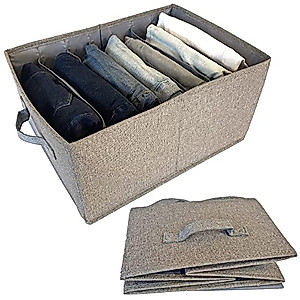 Large Clothes Organizer for Jeans and Sweaters, Sturdy, Stackable, 7 Grid, 2 Handles, Foldable