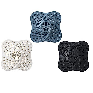 Shower Drain Filter Hair Catcher,Sauqre Bathroom Drain Cover Silicone Hair Stopper Shower Sink Strainer with Suction Cup,Easy to Install and Clean, Suit for Bathroom Bathtub and Kitchen 3PCS