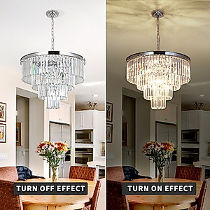 MarkDee Modern Chandeliers Crystal with Light, 11 Lights Chrome Crystal Chanderlier Lighting, 4-Tier Pendant Lights for Dining Room Living Room (23.62inch)…