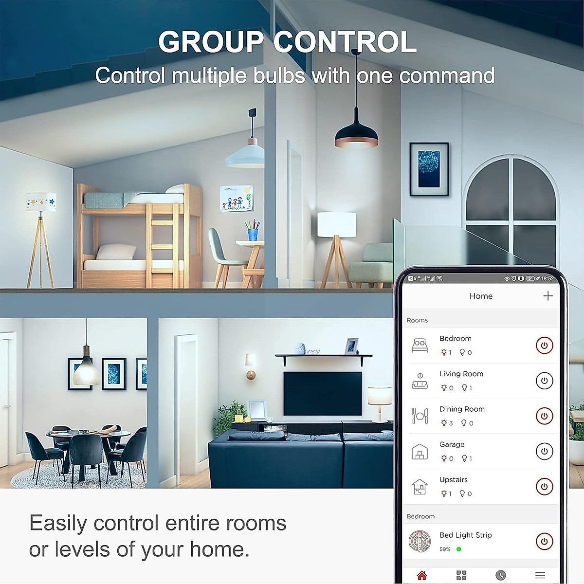Sengled Alexa Light Bulb, WiFi Bulbs, Smart Bulbs, Smart Bulbs That Work with Alexa and Google Assistant, A19 Daylight (5000K) No Hub Required, 800LM 60W High CRI>90 Equivalent, 4 Pack