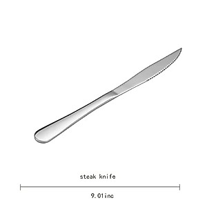 DAFU Stainless Steel Dinner Knives Silverware Cutlery Table Knives Mirror Polished Dishwasher Safe - Pack of 12 （Silver 9 Inches）