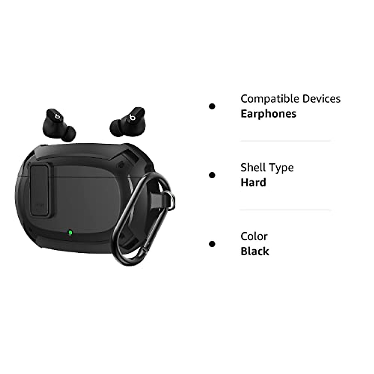 Beats Studio Buds/Studio Buds Plus Case 2021/2023, [Secure Lock] OTOPO Cool Beats Studio Buds+ Protective Case Cover Men Women with Keychain for New Beats Studio Ear buds + Case - Black