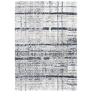 SAFAVIEH Fontana Shag Collection Area Rug - 10' x 14', Ivory & Grey, Modern Design, Non-Shedding & Easy Care, 2-inch Thick Ideal for High Traffic Areas in Living Room, Bedroom (FNT855A)
