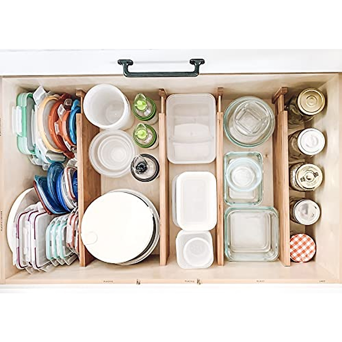 Lipper International 8897 Bamboo Wood Custom Fit Adjustable Deep Kitchen Drawer Dividers, Set of 2