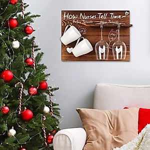 Funistree Gifts for Mom for Christmas from Daughter Son, Funny Birthday Gifts Ideas for Mom, Unique Gag Mom Xmas Presents from Kids, Mug Rack Wine Glass Holder, How Mom Tells Time AM PM Mom Gifts