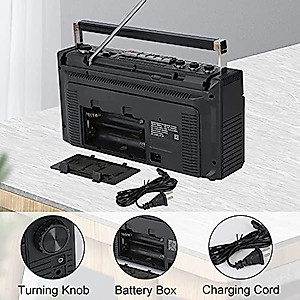 Portable Cassette Player Boombox AM/FM/SW1/SW2 Radio Tape Player Recorder with Bluetooth Microphone