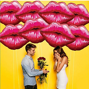 4pcs Lip Balloons Kiss Balloons Valentines Foil Balloons Gals Balloons Valentines Day Balloon Set for Lip Decoration Valentines Day Decorations Girls Night Galentines Party Decor