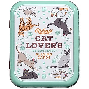 Ridley’s Cat Lover’s Deck of Index Playing Cards – 54 Beautifully Hand-Illustrated Cat Playing Cards – Includes a Durable Storage Tin for Easy Travel – Makes a Unique Gift Idea