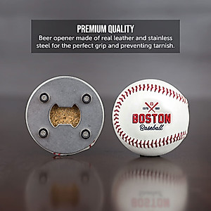 Buffalo BottleCraft Boston Bottle Opener, Made from a real Baseball, The BaseballOpener, Cap Catcher, Fridge Magnet