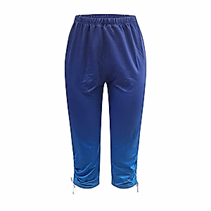 Today 2023 Clearance Beach Capri for Women Casual Summer Elastic Waistband Capri Leggings Smocking Cuff Active Stretch Slim Cropped Pants